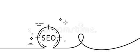 Seo Target Line Icon Search Engine Optimization Sign Continuous Line With Curl Vector Stock