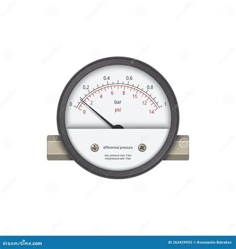 Differential Pressure Gauge On White Background Stock Vector Illustration Of Detail Arrow