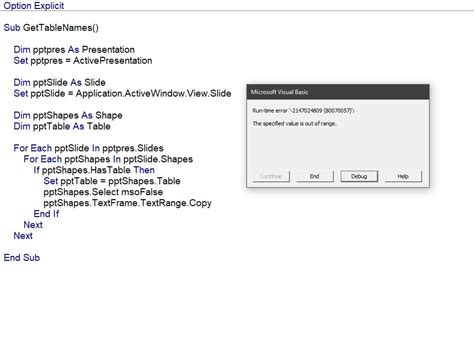 Powerpoint Vba Copy Text From Tables Stack Overflow