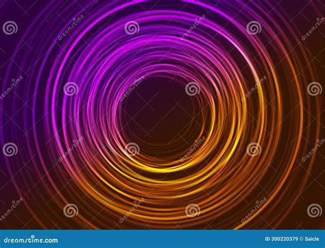 Violet Orange Minimal Round Lines Abstract Futuristic Tech Background