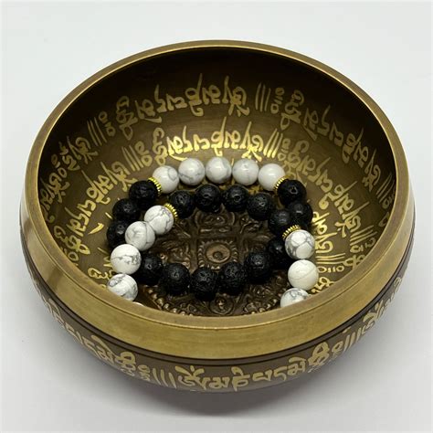 Couples Bracelet Natural Howlite And Lava Stones For Calming Fertility