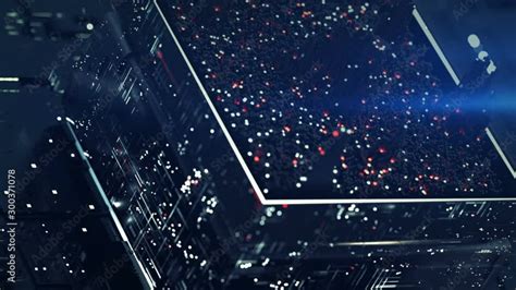 Cpu Is Analyzing Data Flow Futuristic Technology Design Seamless Loop 3d Render Animation With