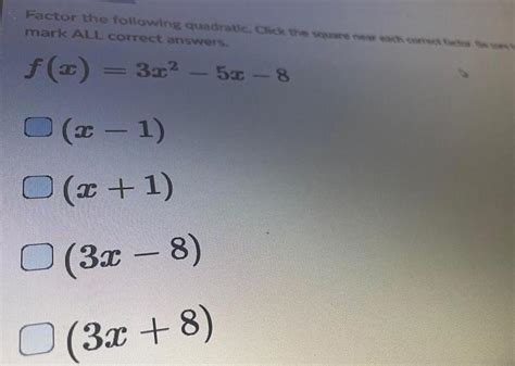 [answered] Factor The Following Quadratic Click The Square Near Each Kunduz