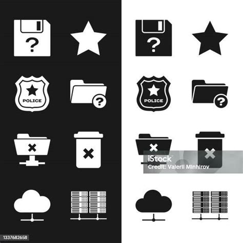 알 수 없는 디렉토리 경찰 배지 문서 스타 Ftp 취소 작업 및 휴지통 아이콘을 설정합니다 벡터 1위에 대한 스톡 벡터 아트 및 기타 이미지 Istock