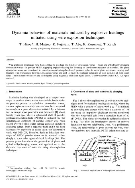 Solution Dynamic Behavior Of Materials Induced By Explosive Loadings Initiated Using Wire