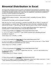Calculating Binomial Distribution In Excel Step By Step Guide Course Hero