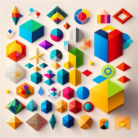 premium ai image colorful geometric shapes isolated on white