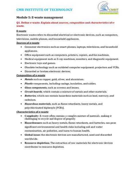 Module 5 Notes Final Pdf Electronic Waste Recycling