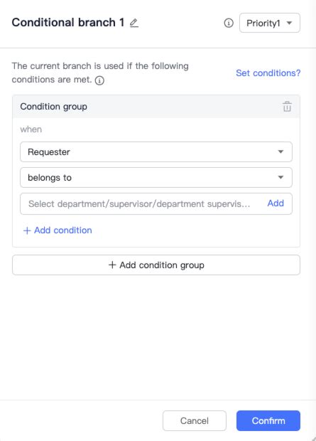 admin set conditional branches