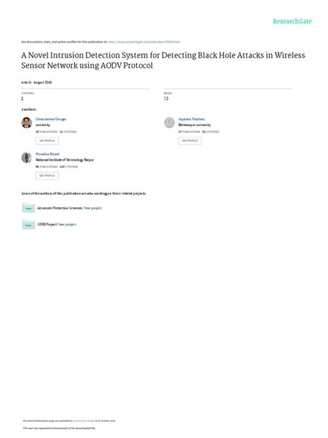 A Novel Intrusion Detection System For Detecting Black Hole Attacks In Wireless Sensor Network