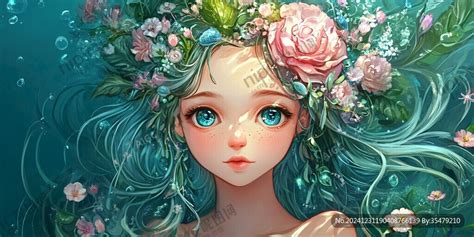 Ai创作图场景插画植物少女 美人鱼宽屏插画 梦幻少女插画 唯美少女插画 数字美女插画 手绘花卉少女女神 板绘少女插画 写实唯美插画 海姑娘插画 插画临摹 森系女孩插画 仙女包装插画 花卉少女