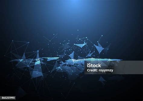 글로벌 네트워크 연결입니다 세계 지도 포인트와 라인 구성의 개념은 글로벌 비즈니스 벡터 일러스트 레이 션 3차원 형태에 대한 스톡 벡터 아트 및 기타 이미지 Istock