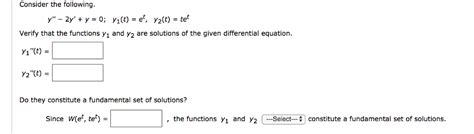 solved consider the following y 2y y 0 y1 t et