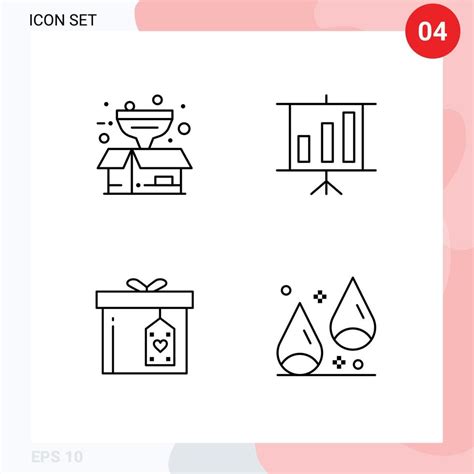 Universal Icon Symbols Group Of 4 Modern Filledline Flat Colors Of Box Surprize Filter
