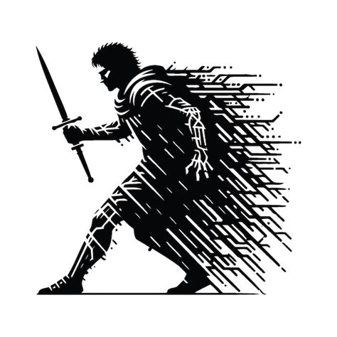 Caesar Silhouete With Cyberpunk Pattern Illustration Premium Ai
