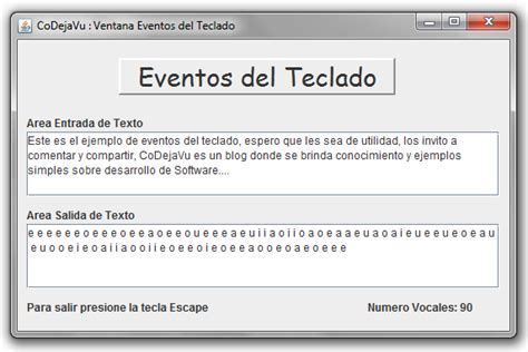 Codejavu Ejemplo Eventos Del Teclado En Java