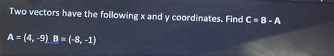 Solved Two Vectors Have The Following X And Y Coordinates Chegg Com