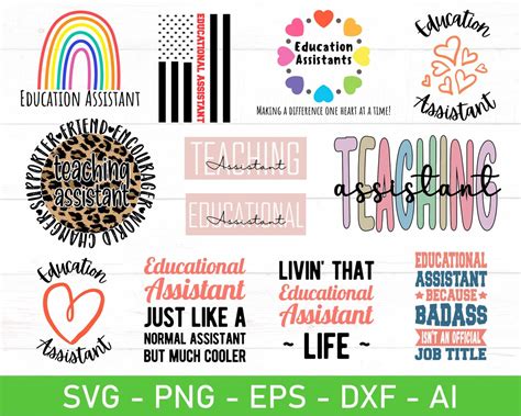 Educational Assistant Svg Bundle Teaching Assistant Svg Eps Dxf Ai