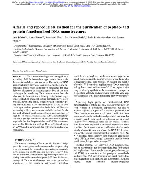 Pdf A Facile And Reproducible Method For The Purification Of Peptide And Protein