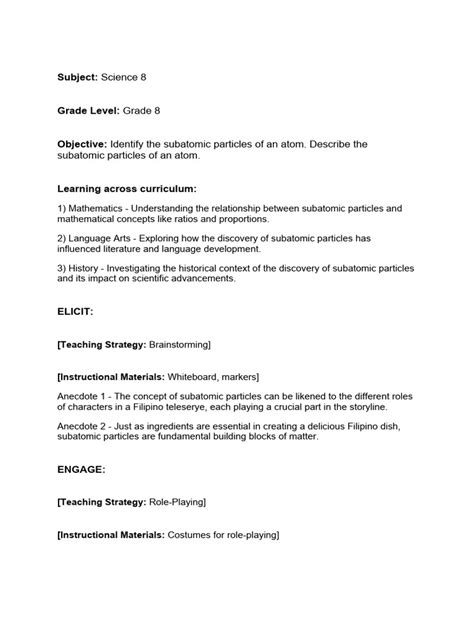 Lesson Plan Pdf Atoms Electron