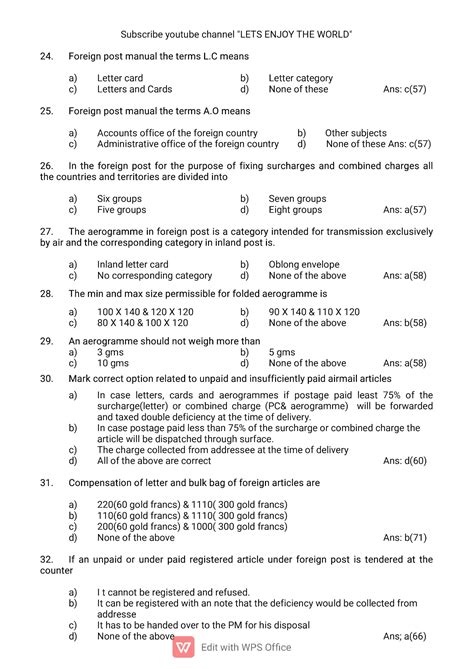 Gds To Pa Sa Postman Mts Mcq Po Guide Part 2 Mcqs 56 Questions And Answers Post Office Guide