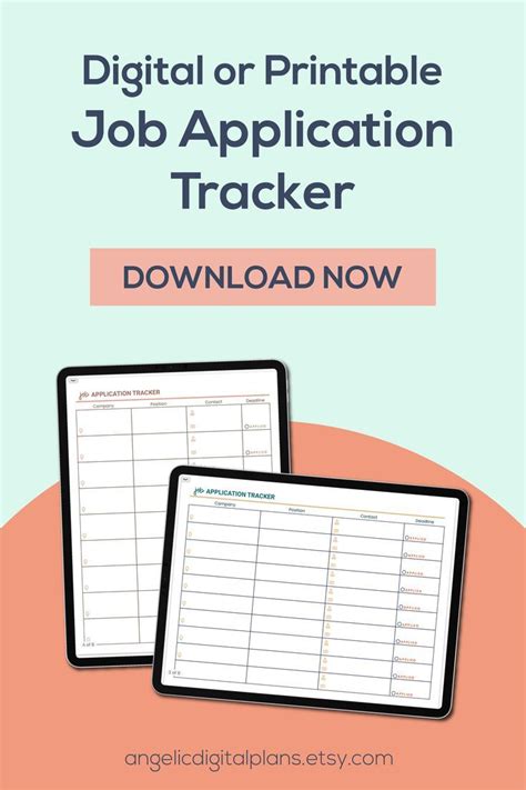 Job Application Tracker Digital Job Search Planner And Etsy Job