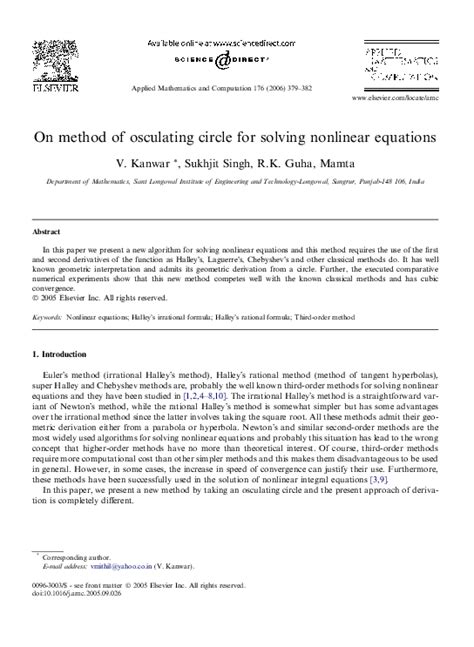 Pdf On Modified Newton Methods With Cubic Convergence