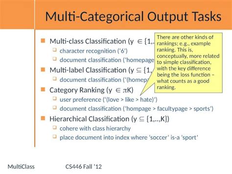 Pptx Multiclasscs446 Fall 12 Multi Categorical Output Tasks Multi