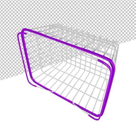 투명 배경 3d 렌더링 그림에 바구니 또는 쇼핑 카트 프리미엄 Psd 파일
