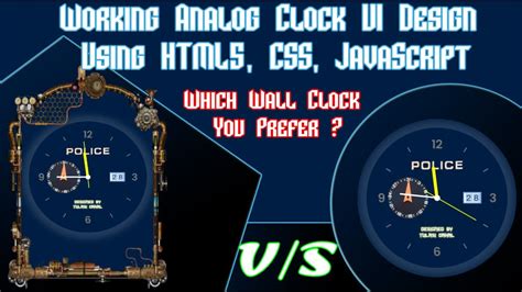 Working Analog Clock Ui Design Using Html5 Css Javascript Youtube