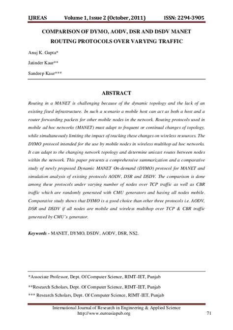 pdf comparison of dymo aodv dsr and dsdv manet routing protocols