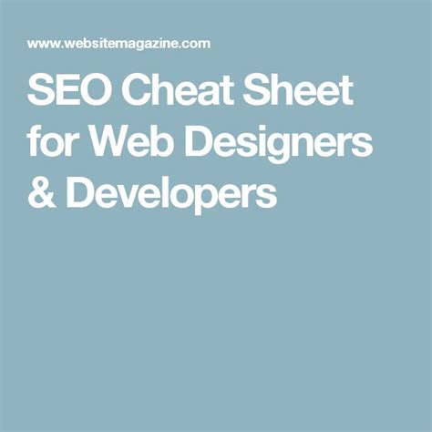 seo cheat sheet for web designers and developers cheat sheets web design cheating