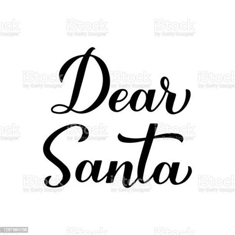 친애하는 산타 서예 손 은 흰색에 고립 된 문자 새해 와 크리스마스 타이포그래피 포스터 인사말 카드 배너 전단지 스티커 엠블럼 디자인 등을 위한 벡터 템플릿 12월에 대한