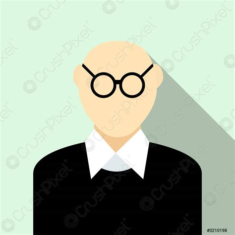 Bald Man With Glasses Icon Flat Style Stock Vector 3210198 Crushpixel