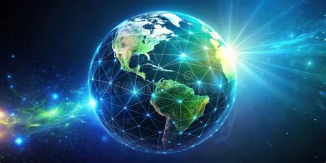 Global Network Connections A Futuristic Earth Illuminated By Digital Pathways Generative Ai