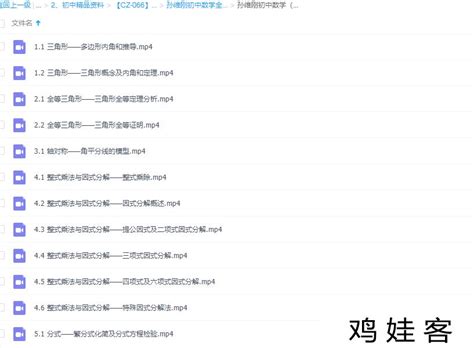 孙维刚初中数学初二视频课程24讲 鸡娃客
