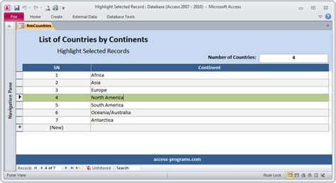 Ms Access Highlight Row In Continuous Form Microsoft Access Programs