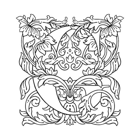 편지 G 꽃 장식 모노그램 알파벳 아름다운 꽃 대문자 벡터 로고 프리미엄 벡터