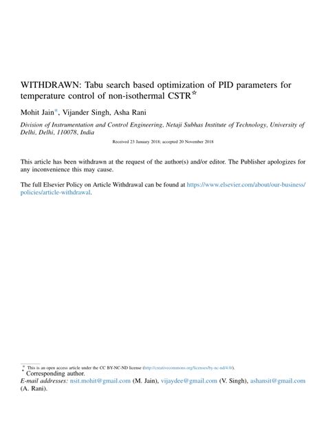 Pdf Tabu Search Based Optimization Of Pid Parameters For Temperature