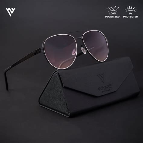 Black And Silver Polarized Aviator Sunglasses Pmg4291