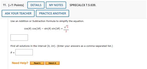 Solved Use An Addition Or Subtraction Formula To Simplify