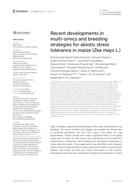 Pdf Recent Developments In Multi Omics And Breeding Strategies For Abiotic Stress Tolerance In