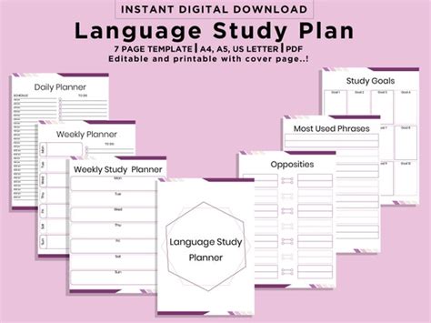 Language Note Taking Templates 2 Sizes Foreign Language Notes Class Notes Self Study Language
