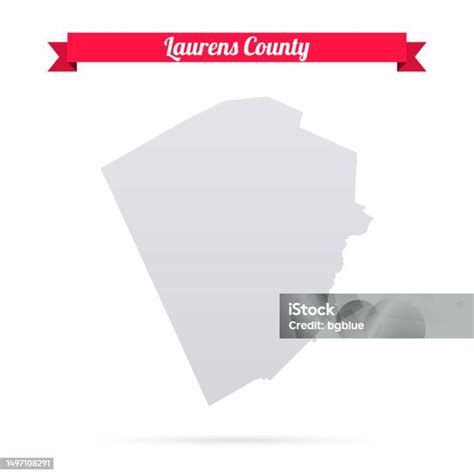 Laurens County Georgia Map On White Background With Red Banner Stock