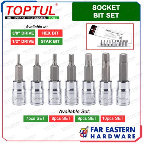 Toptul Hex Star Bit Socket Wrench Rail Set 38 12 Drive Made In