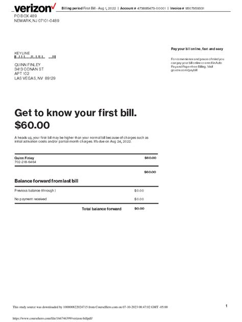 Verizon Bill Pdf Pdf Cheque Fee
