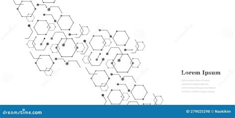 Abstract Black White Hexagon Geometric Background Scientific