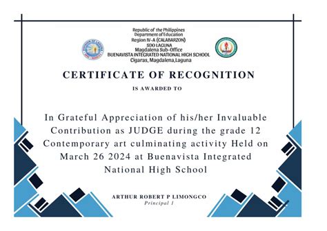 Culminating Activity Certificate General Academic Strand And Tvl Eim Ncii Cultural Special
