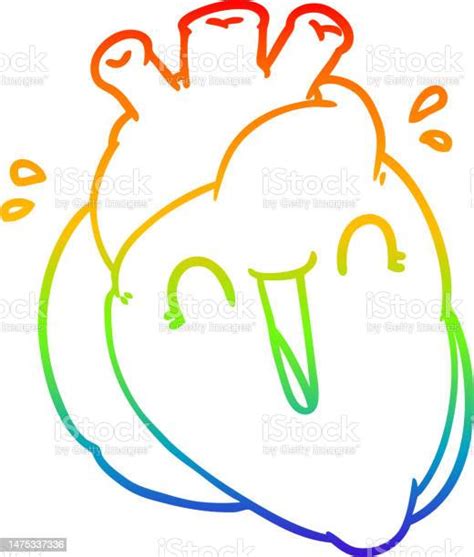 만화 심장의 무지개 그라데이션 선 그리기 웃는 귀여운에 대한 스톡 벡터 아트 및 기타 이미지 귀여운 그라데이션 낙서 드로잉 Istock