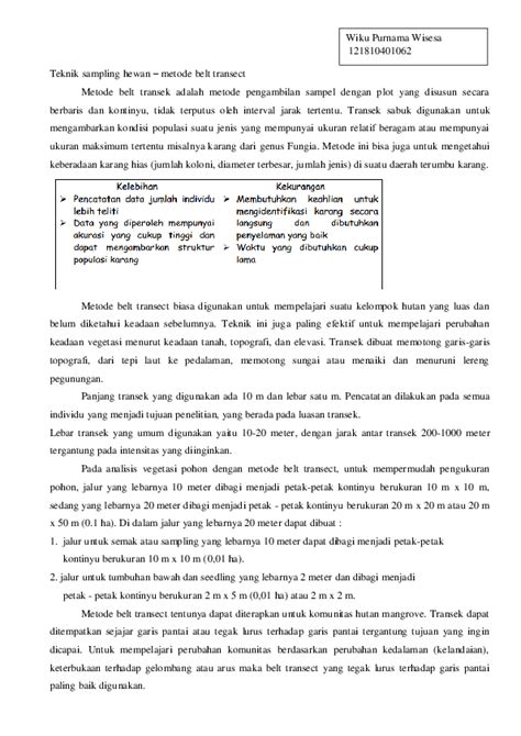 Assignment Of Belt Transect Method